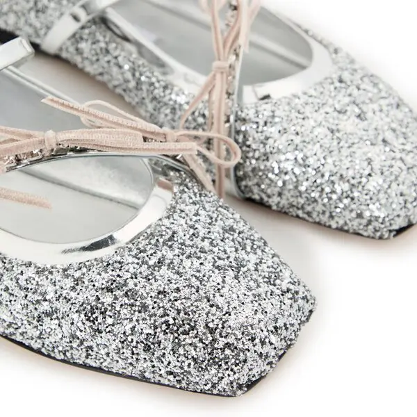 JIMMY CHOO Glittered Ballerina Flats With Buckle Detail