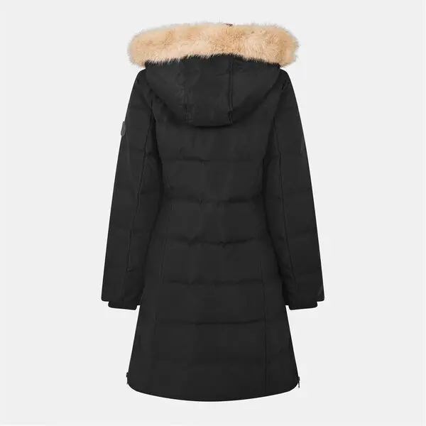 Ralph Lauren Real Leather Fur Hood Medium Puffer Jacket