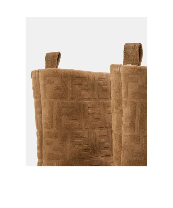 Fendi Suede Embossed Ff Monogram Boots - Brown