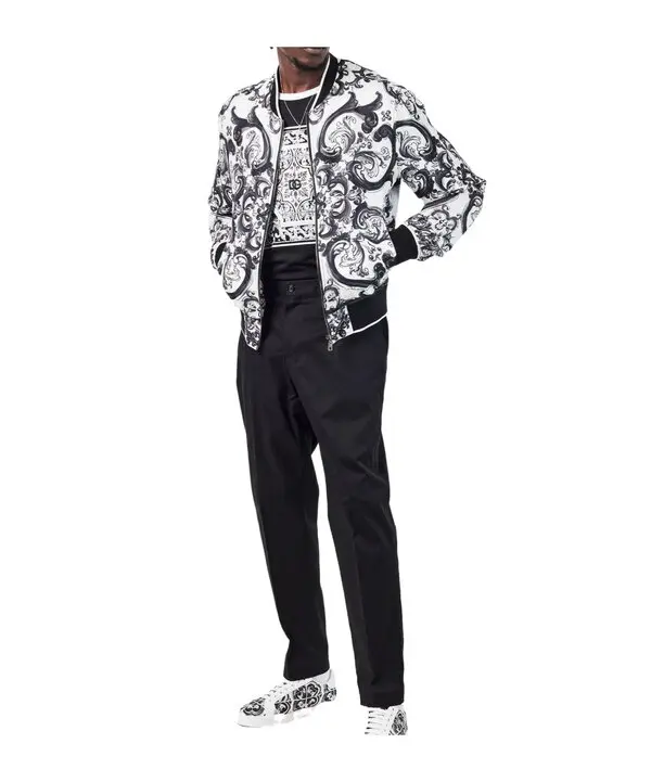 Dolce & Gabbana Baroque Print Bomber Jacket