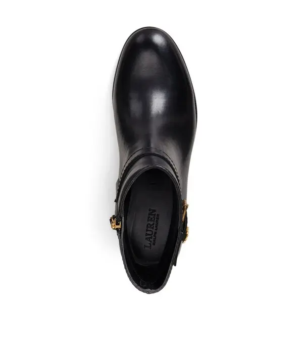 Ralph Lauren Leather Buckle Ankle Boots