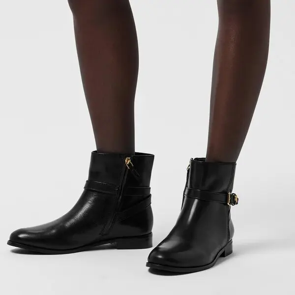 Ralph Lauren Leather Buckle Ankle Boots