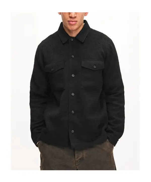 Hugo Boss Wool-blend Overshirt With Spread Collar