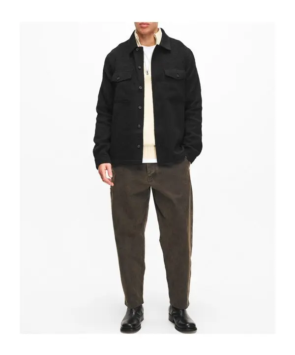 Hugo Boss Wool-blend Overshirt With Spread Collar