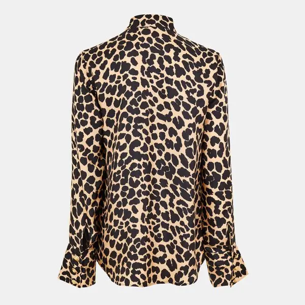 Balmain Long-sleeve Ruffled Leopard Print Shirt