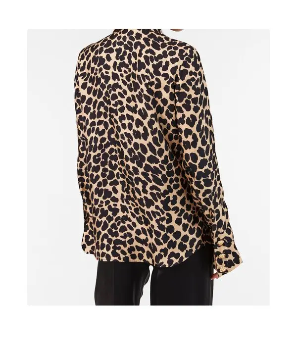 Balmain Long-sleeve Ruffled Leopard Print Shirt