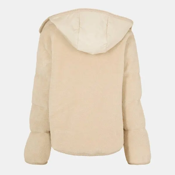Moncler Fleece Puffer Jacket With Detachable Hood And Contrast Trim