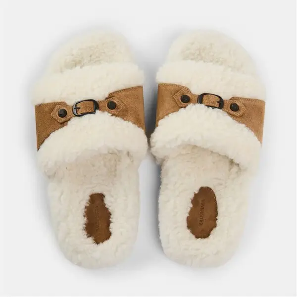 Balenciaga Shearling Trimmed Slippers