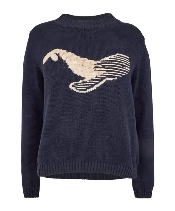 Max Mara Navy Knitted Sweater With Whale Motif