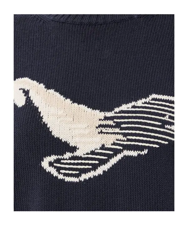 Max Mara Navy Knitted Sweater With Whale Motif
