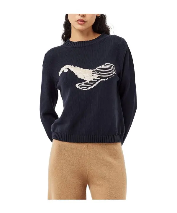 Max Mara Navy Knitted Sweater With Whale Motif