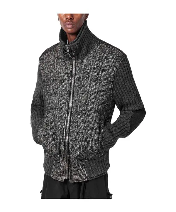 Dolce & Gabbana Ribbed Knit Jacket With Tweed Blend