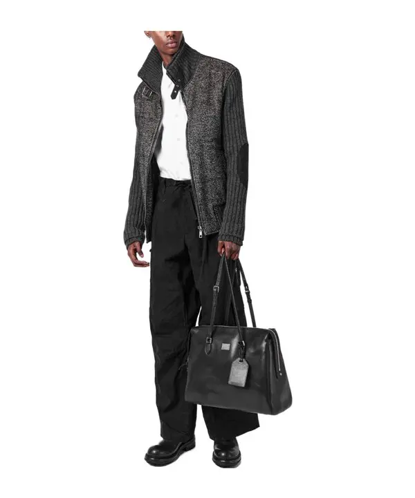 Dolce & Gabbana Ribbed Knit Jacket With Tweed Blend