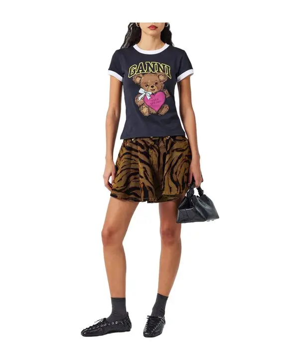 GANNI Flock Mini Skirt - Brown
