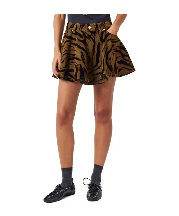 GANNI Flock Mini Skirt - Brown