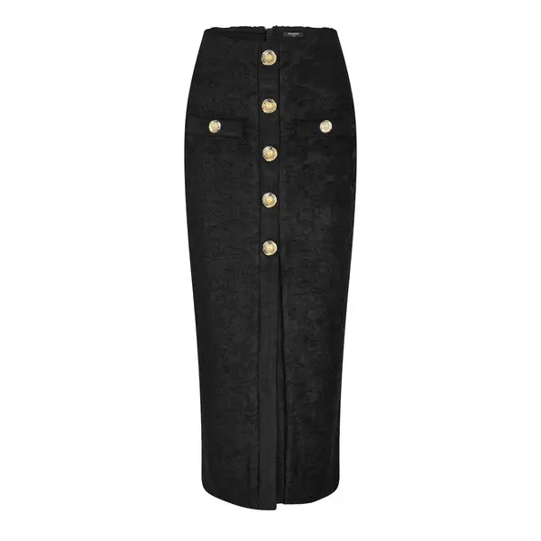 Balmain Fitted Midi Skirt With Button Detail