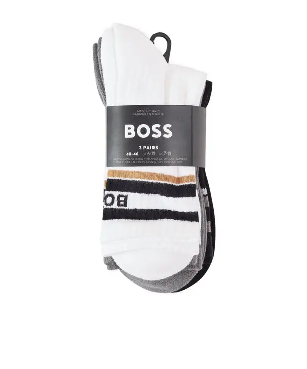 Hugo Boss Ribbed Stripe Crew Socks 3 Pack