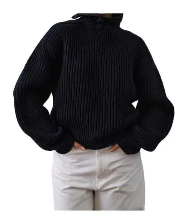 Soeur High-neck Ribbed Knit Sweater