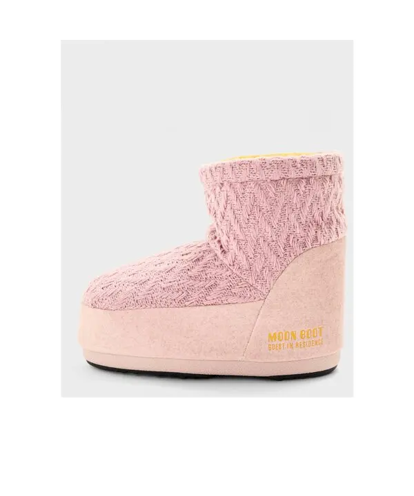 Moon Boot Color Block Knit Snow Boots - Pink