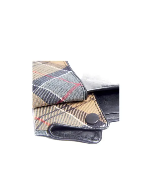 Barbour Leather Gloves With Tartan Trim