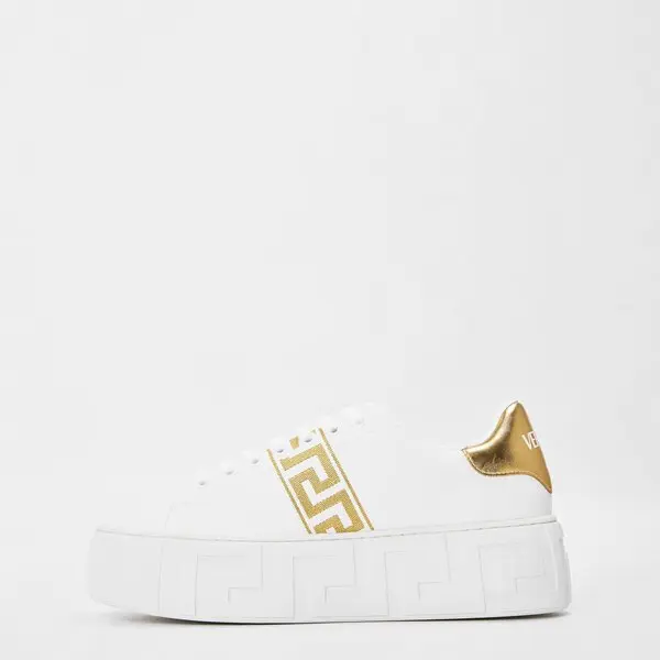 Versace Leather Platform Sneakers With Gold Greek Key Detail