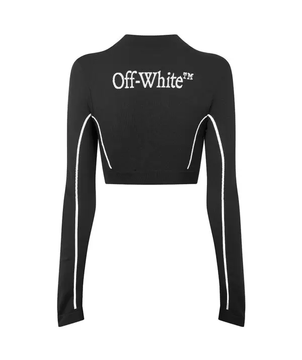 Off-White Cropped Long Sleeve T-shirt With Letter Print