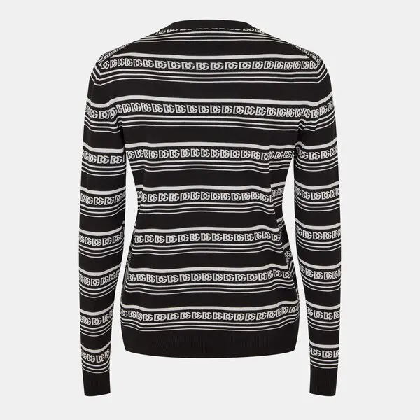 Dolce & Gabbana Long-sleeve Crew Neck Knit Sweater With Horizontal Stripes