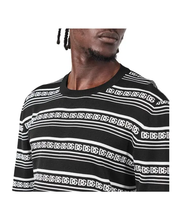 Dolce & Gabbana Long-sleeve Crew Neck Knit Sweater With Horizontal Stripes