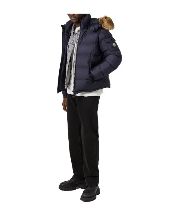 Moncler Quilted Down Jacket With Fur Hood