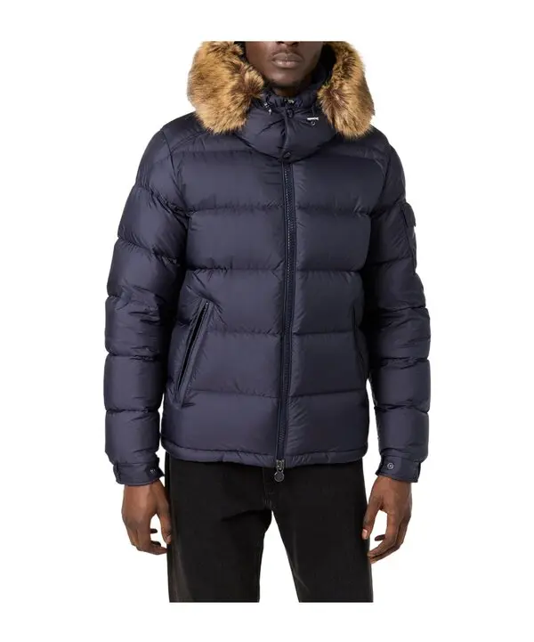 Moncler Quilted Down Jacket With Fur Hood
