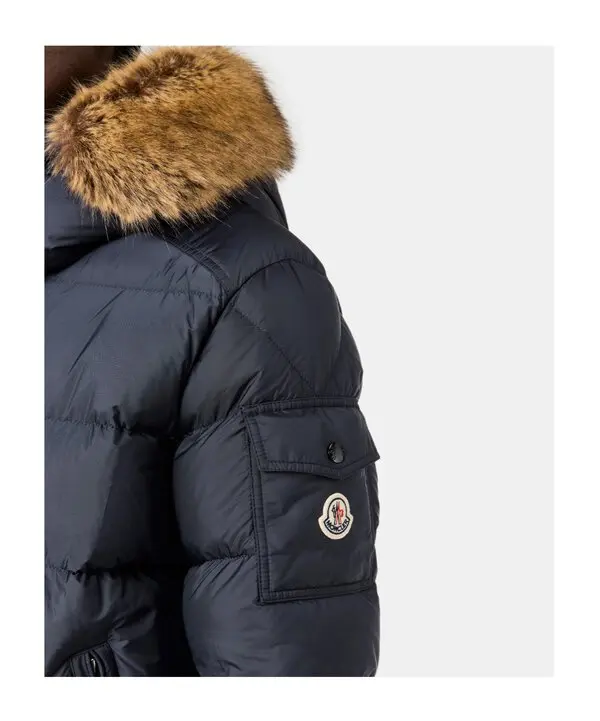 Moncler Quilted Down Jacket With Fur Hood