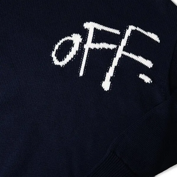Off-White Long-sleeve Crew Neck Knit Sweater With Graphic Detailing