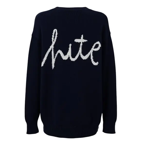 Off-White Long-sleeve Crew Neck Knit Sweater With Graphic Detailing