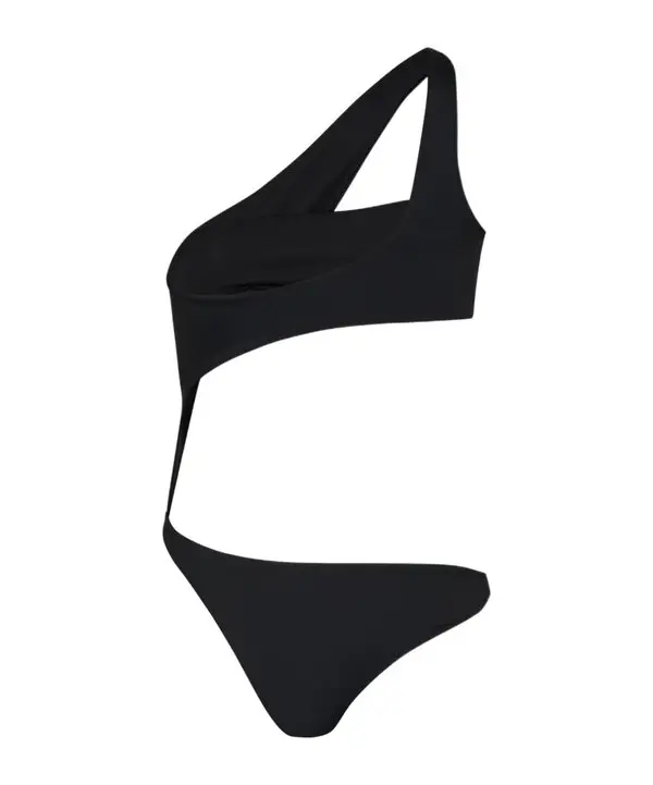 Versace One-shoulder Cutout Plunge Swimsuit - Black