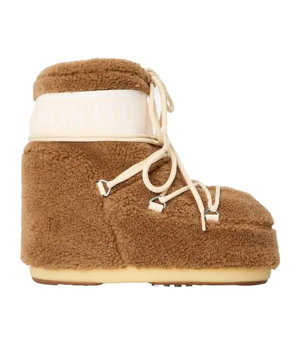 Moon Boot Low Fleece Tie Fastening Boots - Brown