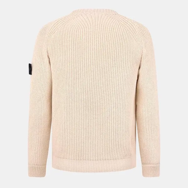Stone Island Crew Neck Knit Sweater With Logo Badge