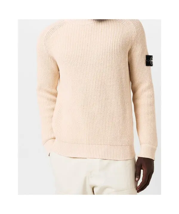 Stone Island Crew Neck Knit Sweater With Logo Badge