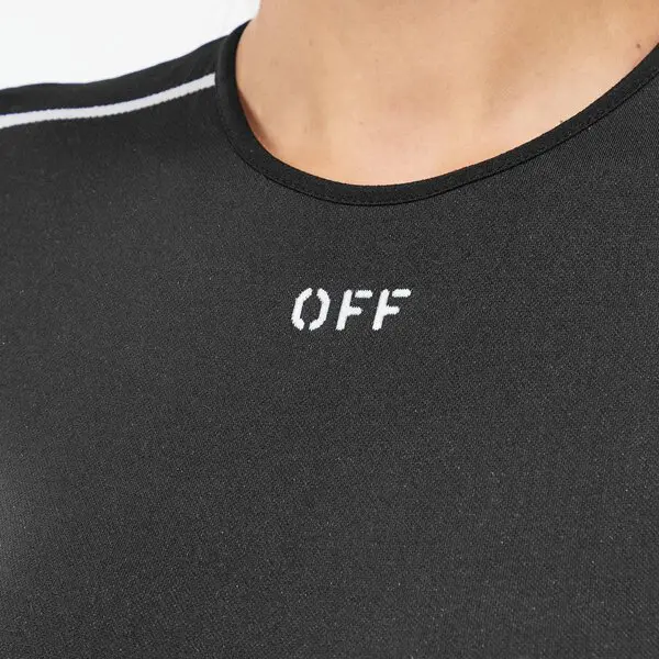Off-White Ribbed Seamless Bodysuit With Contrast Piping