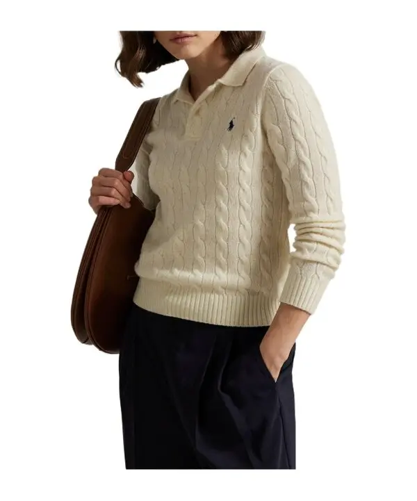Polo Ralph Lauren Cable Knit Long Sleeve Polo Sweater