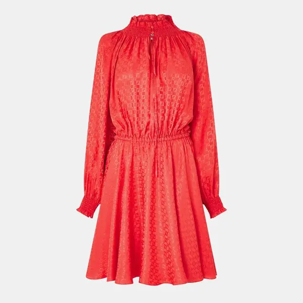Fendi A-line Mini Dress With High Neck And Balloon Cuffs