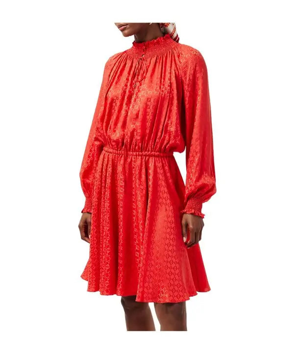 Fendi A-line Mini Dress With High Neck And Balloon Cuffs