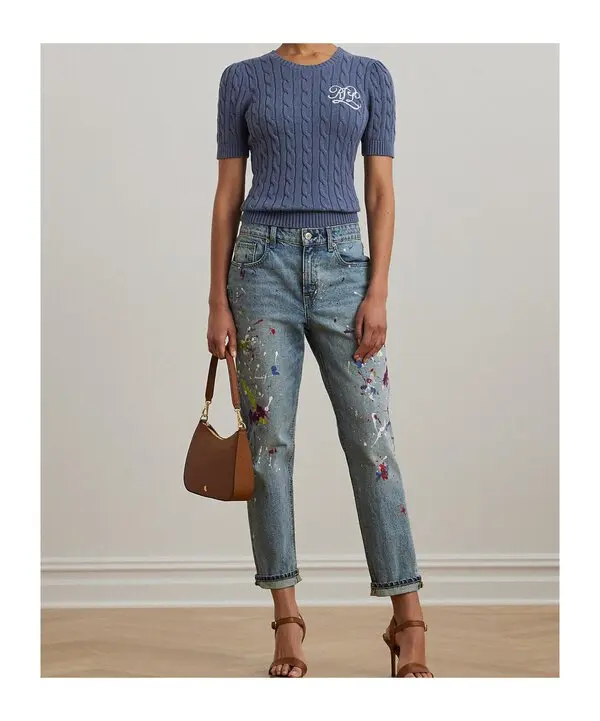 Ralph Lauren Short-sleeve Knit Sweater With Crew Neck