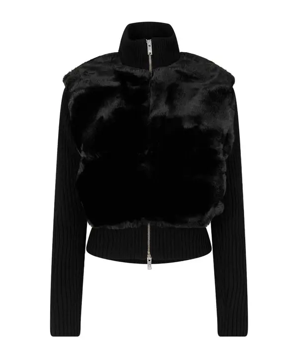 Moose Knuckles Fur Trimmed Zip Up Sweater