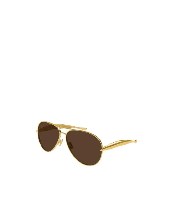 Bottega Veneta Aviator Sunglasses With Logo Detail - Brown
