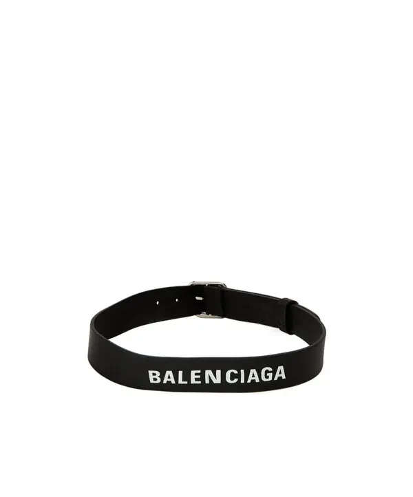 Balenciaga Leather Logo Belt - Black