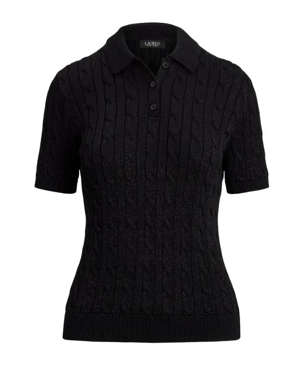 Ralph Lauren Cable-knit Polo Top - Black
