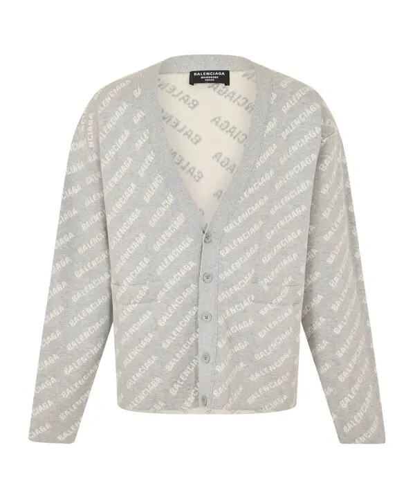 Balenciaga Heather Grey V-neck Knit Cardigan