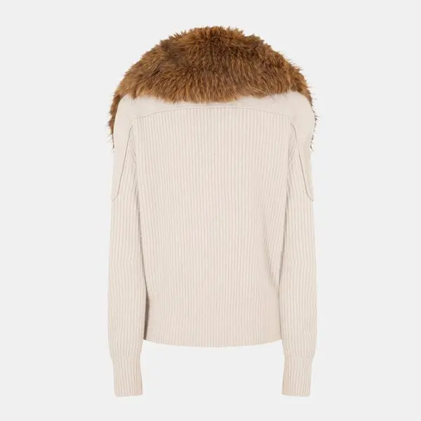 Moose Knuckles Corina Zipped Cardigan With Fur Collar
