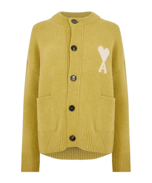 AMI Paris Relaxed Fit Round Neck Knit Cardigan