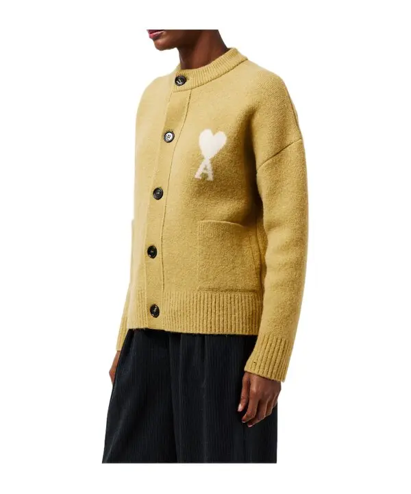 AMI Paris Relaxed Fit Round Neck Knit Cardigan